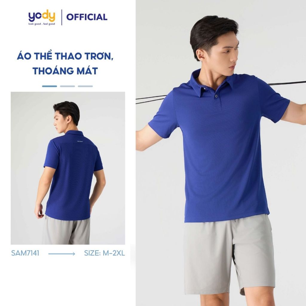 Áo polo thể thao nam YODY vải xốp nhẹ, thoáng mát, co giãn tốt SAM7141 ...
