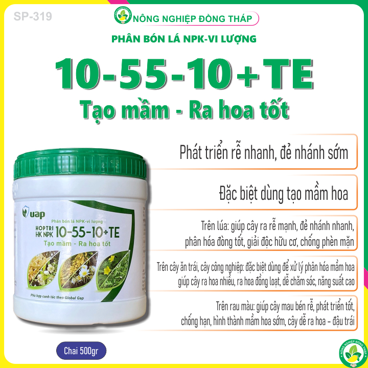 Phân Bón Lá NPK-vi lượng HOPTRI HK NPK 10-55-10+TE – Tạo mầm – Ra hoa ...