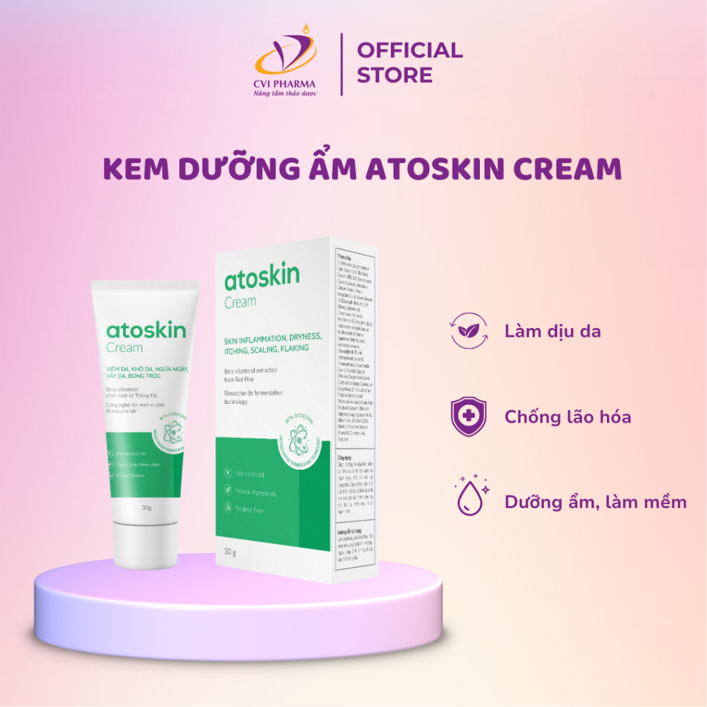 Kem dưỡng ẩm Atoskin Cream cấp ẩm nhanh, giảm khô rát, bong tróc, không ...