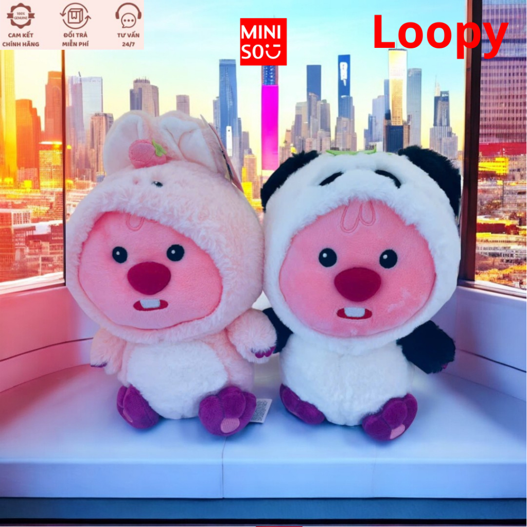 Thú bông Loopy Panda và Loopy Rabbit chính hãng Miniso 25cm | Shopee ...
