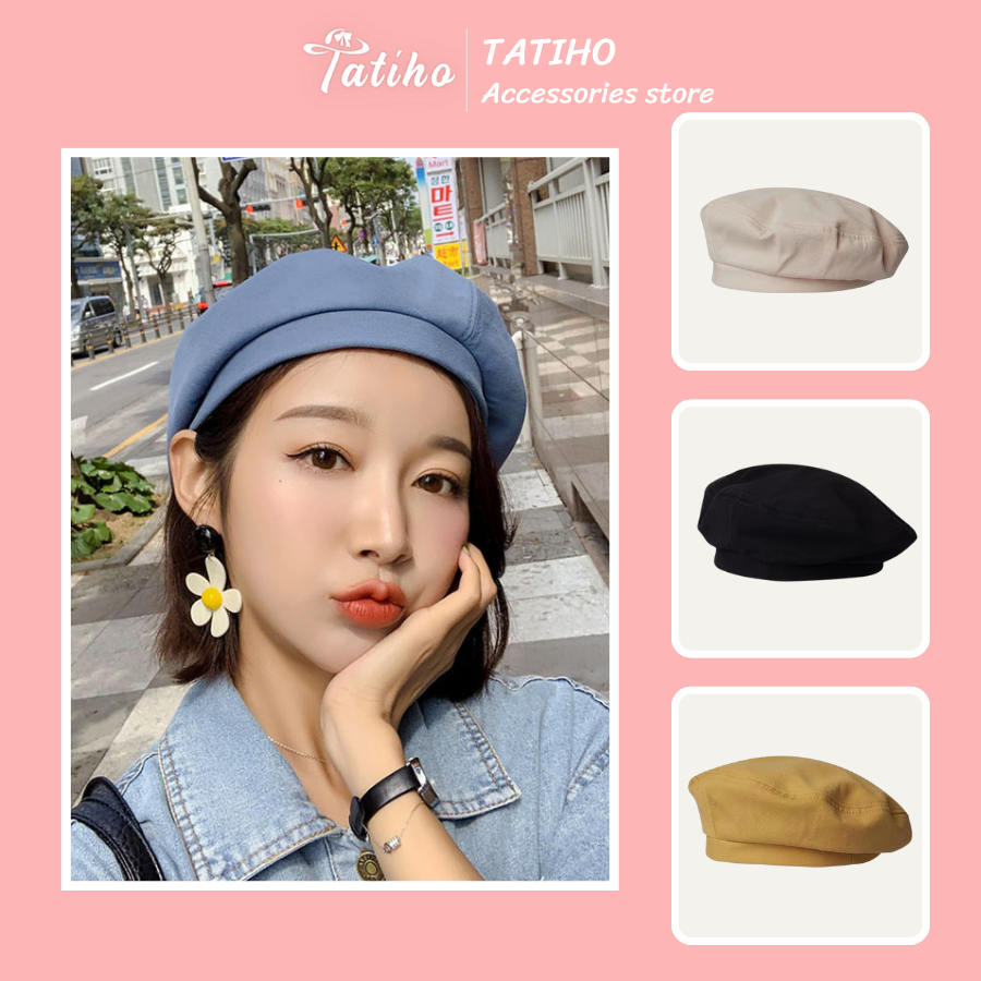 Mũ beret unisex nam nữ, Nón nồi chất kaki mềm họa tiết trơn đơn giản phong cách cá tính thời ...
