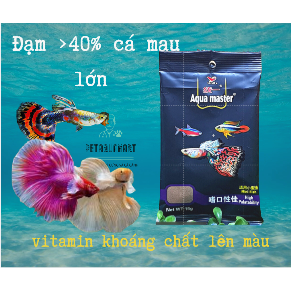 AQUA MASTER - Mini Fish Food (Gói 15 gram) -Thức ăn hạt mịn hỗ trợ tăng ...