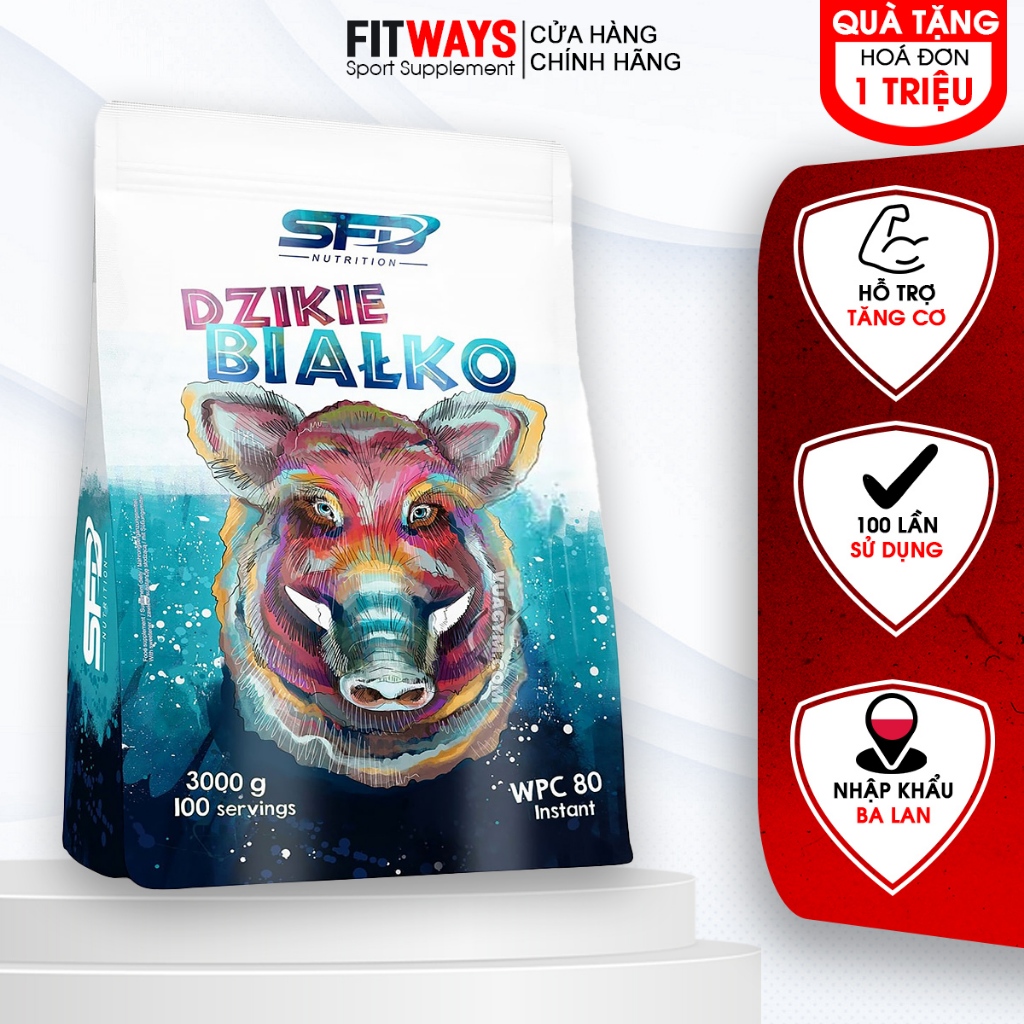 SFD Nutrition Sữa Tăng Cơ Dzikie Bialko 3Kg(100 Servings) - Instant ...