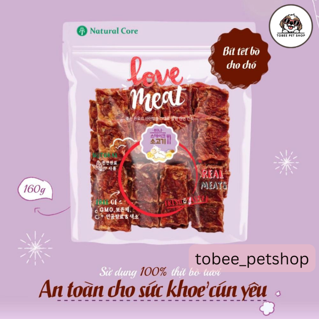 Snack cho chó | Beef steak cho chó | Natural core 160gr | Shopee Việt Nam