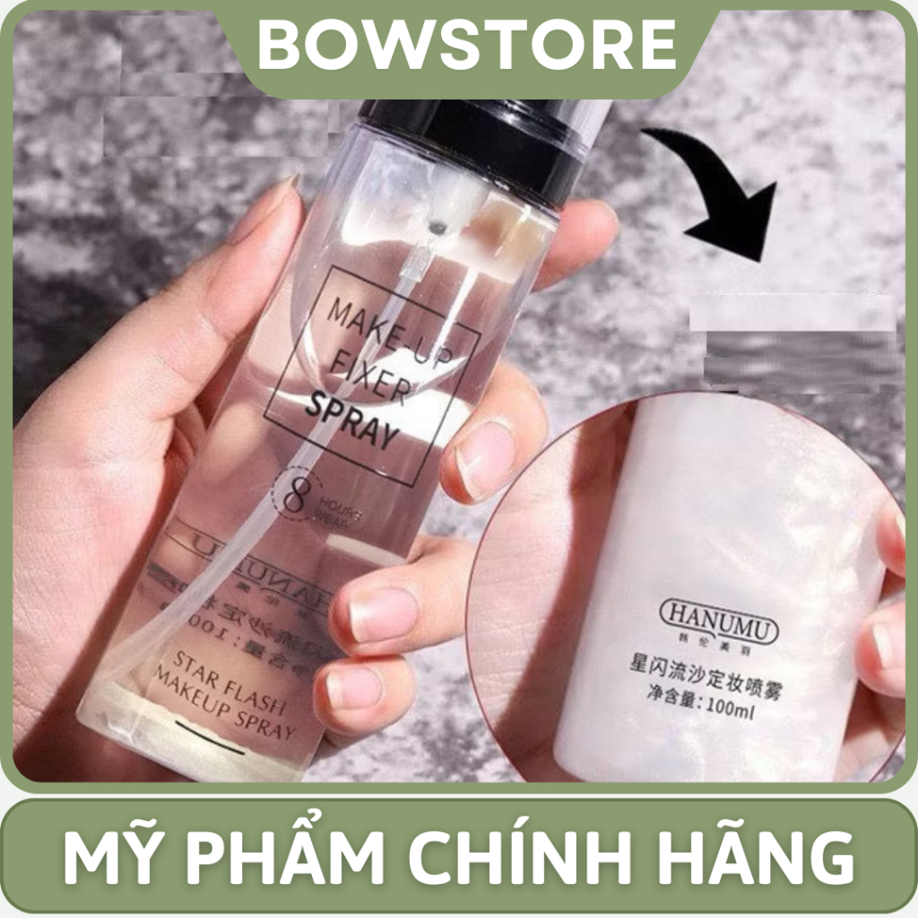 Xịt Khóa Nền Khóa Lớp Trang Điểm HUNMUI Có Nhũ Dưỡng Ẩm Bắt Sáng Make ...