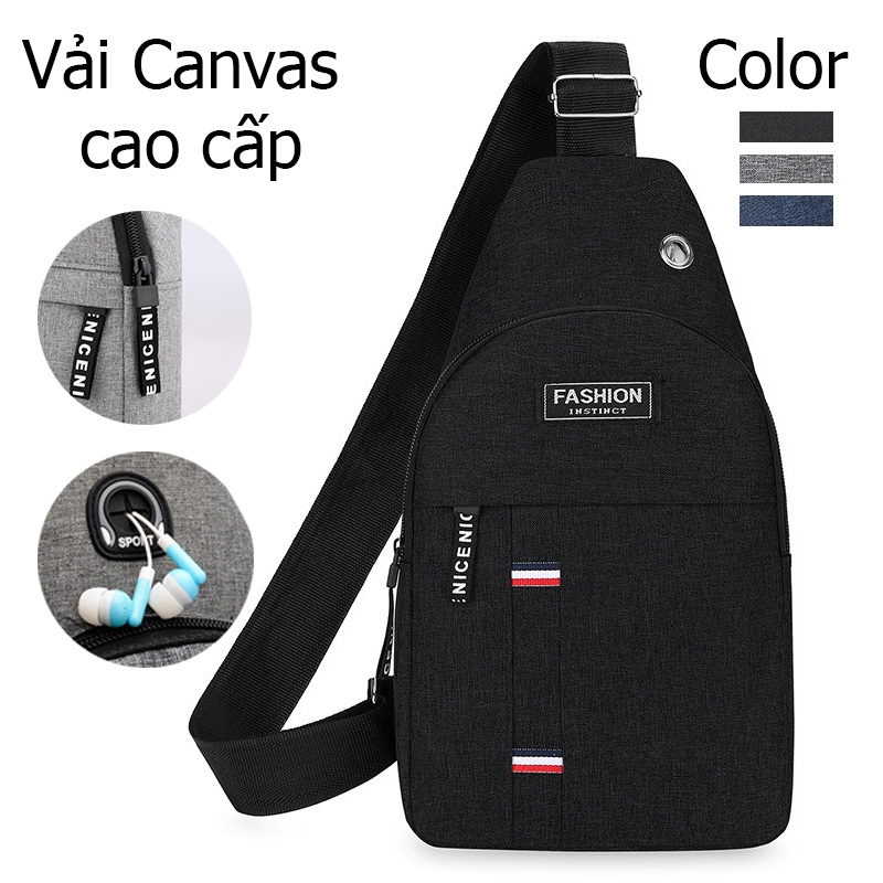 Túi đeo chéo unisex nam nữ vải dù chống nước 3 ngăn thời trang hàn quốc ...