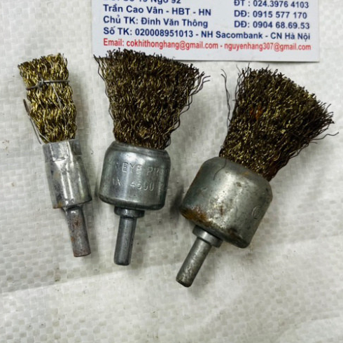 ( set 5 cái) Chổi đánh gỉ sắt dạng bút chuôi 6mm lắp máy khoan, miễn ...