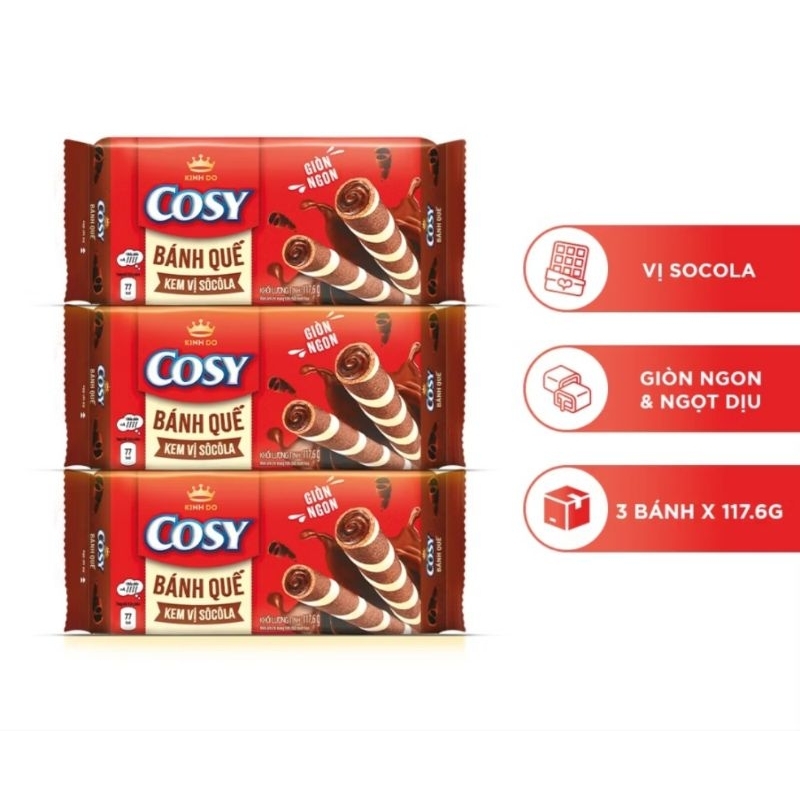 Bánh Quế Cosy Kem Vị Socola combo 3 gói× 117.6gam | Shopee Việt Nam