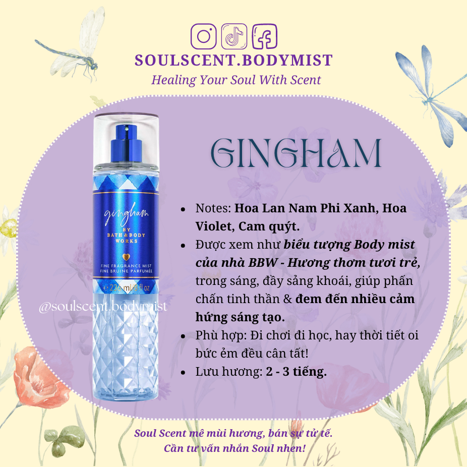 GINGHAM Body mist nước hoa xịt thơm toàn thân Bath & Body Works MỚI 2024 | Soul Scent (AUTH Mỹ ...
