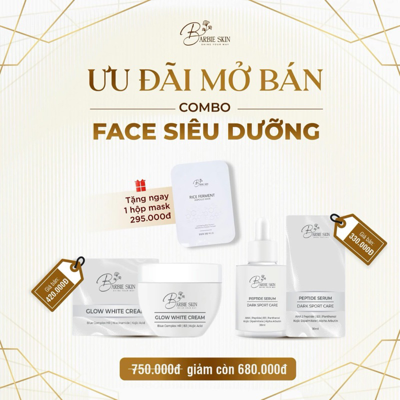 COMBO KEM FACE + SERUM PEPTIDE BARBIE SKIN GIÚP DA TRẮNG HỒNG, SÁNG ...