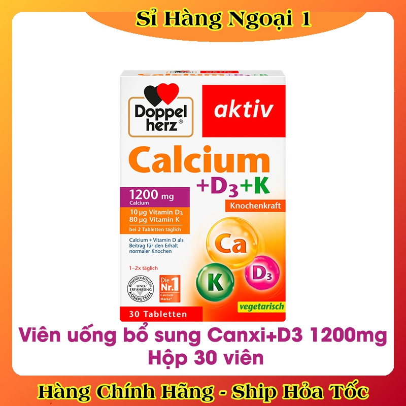 [Mẫu mới Đủ Bill] Viên uống bổ sung Canxi 1200mg D3 +K Calcium 1200 D3 Doppelherz Đức | Shopee ...