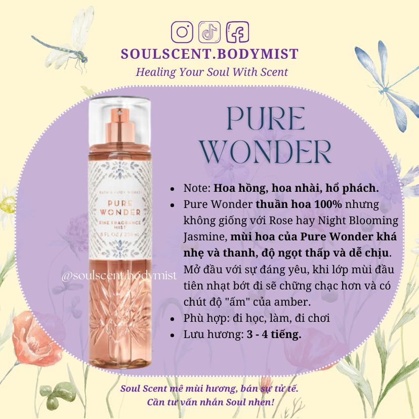 PURE WONDER Body mist xịt thơm nước hoa toàn thân Bath & Body Works mùi ...