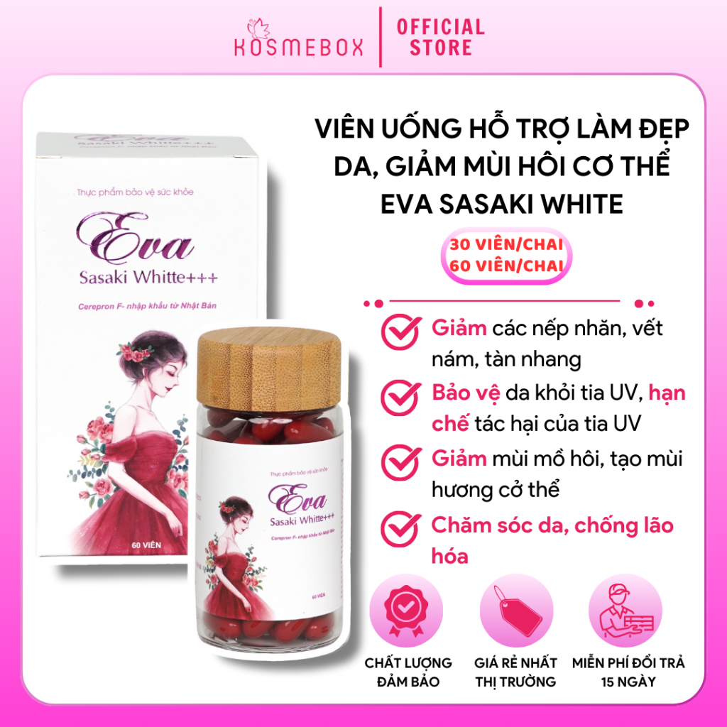 Viên Uống Chống Nắng Eva Sasaki White Hỗ Trợ Làm Đẹp Da, Giảm Mùi Mồ ...