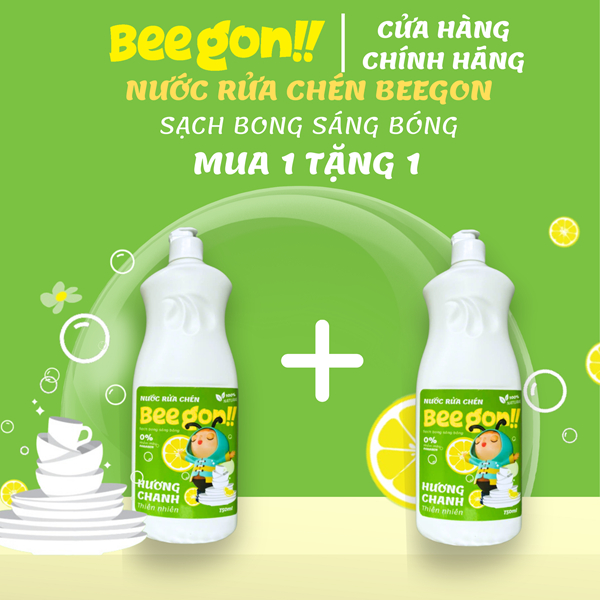 (MUA 1 TẶNG 1)Nước rửa chén Beegon hương chanh tự nhiên đánh bay dầu mỡ ...