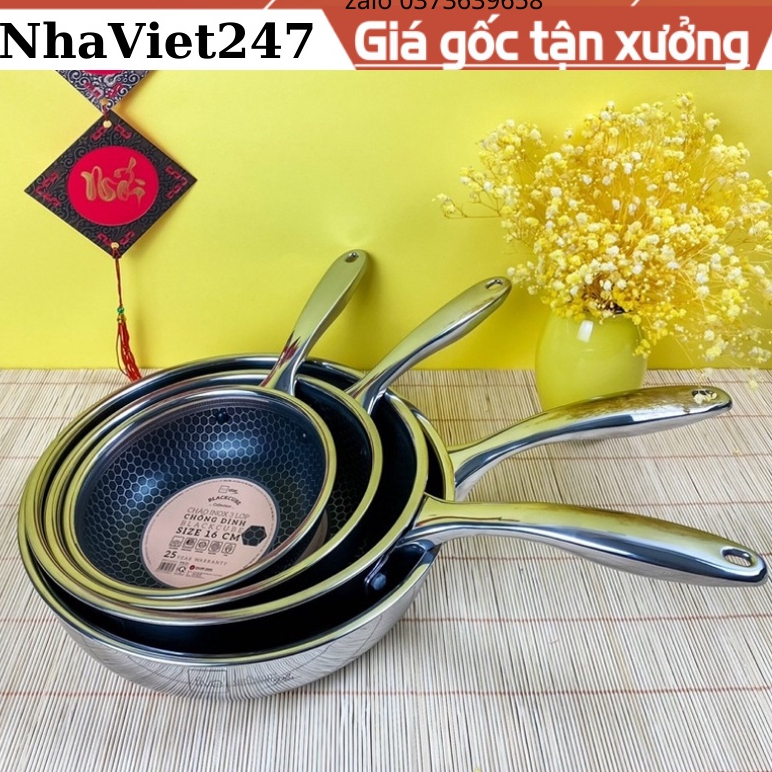 Chảo chống dính Sâu Lòng Fivestar Blackcube-28cm-inox 304-chảo đun bếp từ-3 lớp đáy liền chiên ...