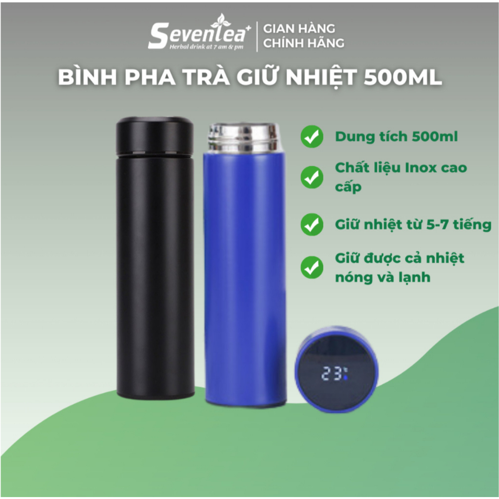 Bình pha trà giữ nhiệt cao cấp SevenTea chất liệu Inox cao cấp, dung tích 500ml giữ nhiệt 5-7 ...