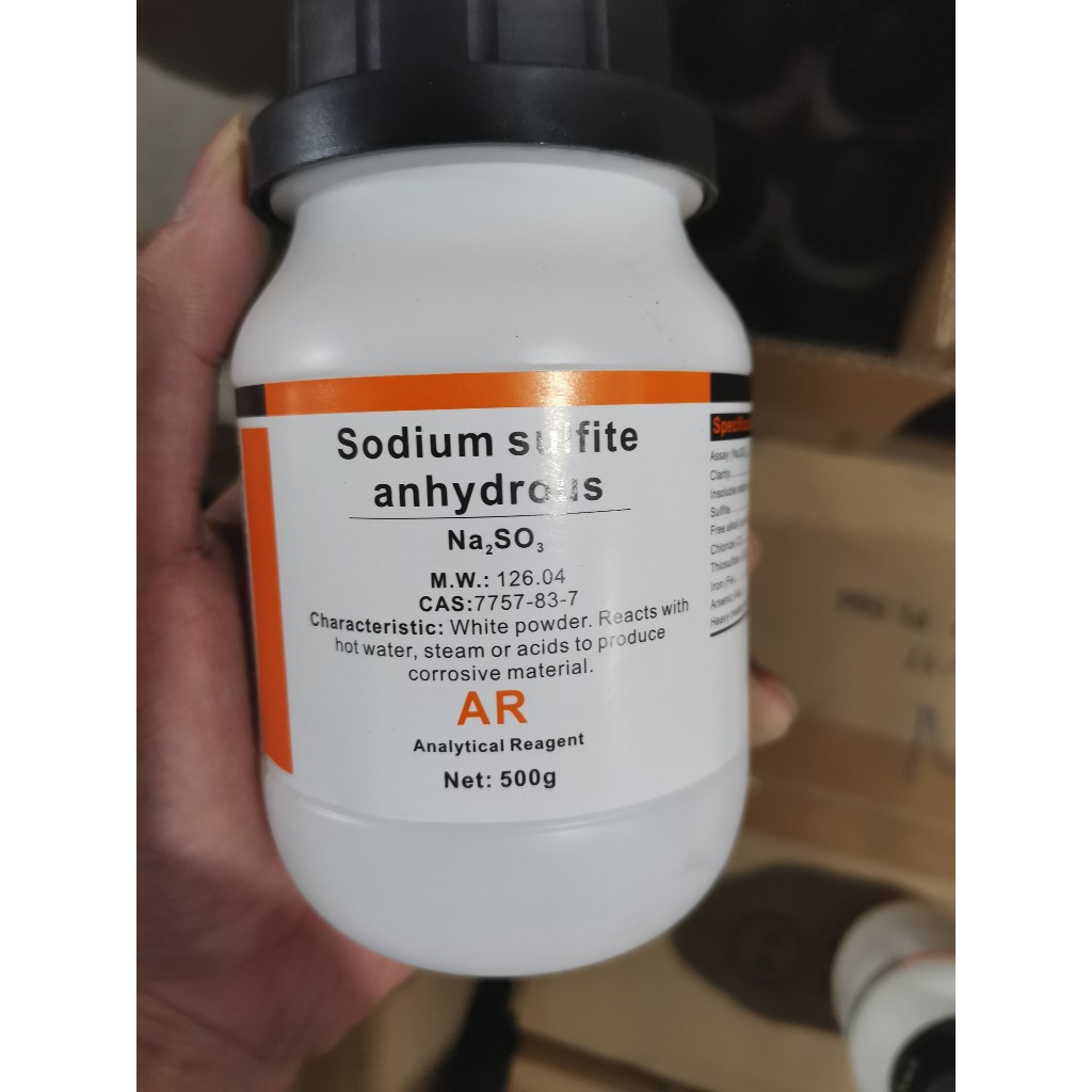 Chất Sodium sulfite CAS 7757-83-7 Na2SO3 Xilong lọ 500g natri sulfit ...