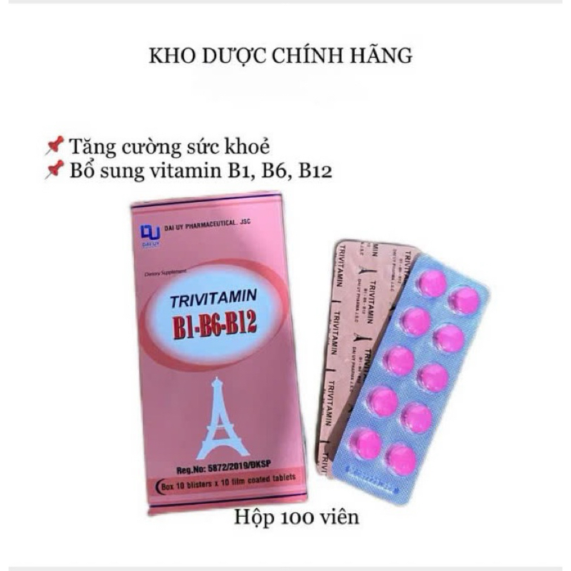 Trivitamin 3B hộp 100 viên nén - Bổ sung vitamin B1- B6 - B12 | Shopee Việt Nam