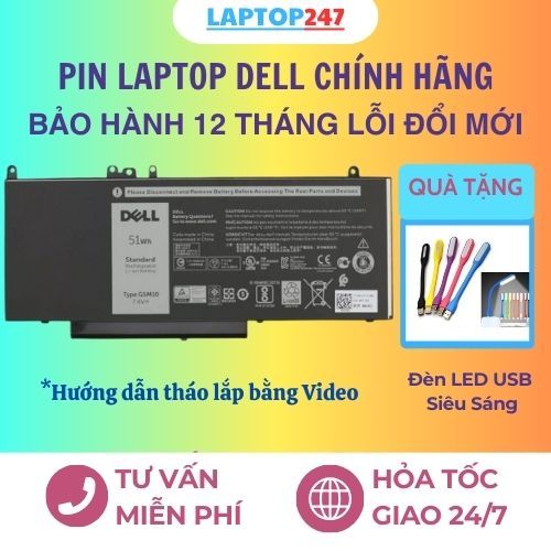 Pin Laptop Dell Latitude E5250 E5450 E5550 E5270 E5470 E5570 G5M10 51Wh ...