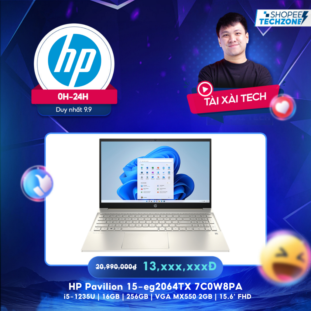 [Nhập ELHP10 giảm 15% tối đa 3TR] Laptop HP Pavilion 15-eg2064TX 7C0W8PA i5-1235U | 8GB | 256GB ...