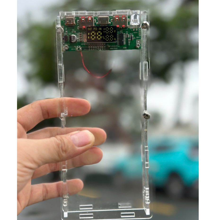Box sạc dự phòng mica trong suốt 6 pin 8 pin 18650 mạch sạc nhanh 22.5w ...