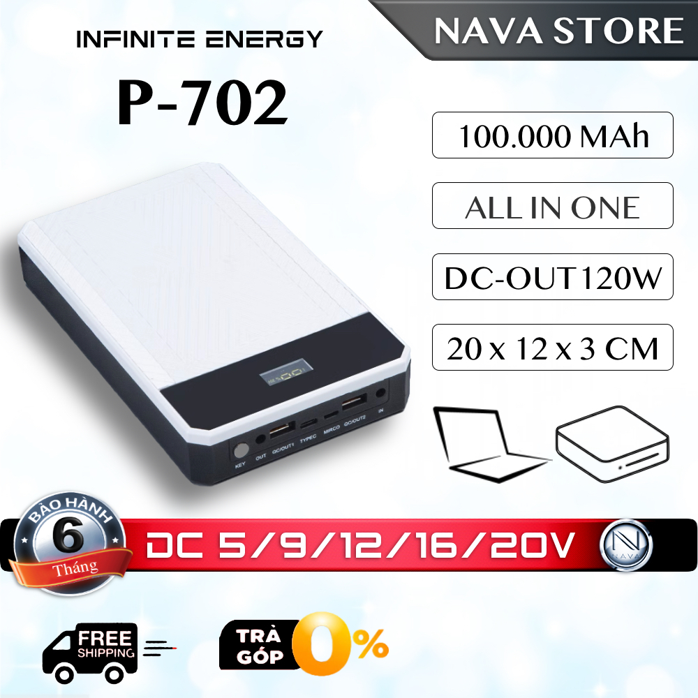 Pin Sạc dự phòng 100.000 mah P-702 cấp nguồn cho Mini PC, Laptop, Điện ...