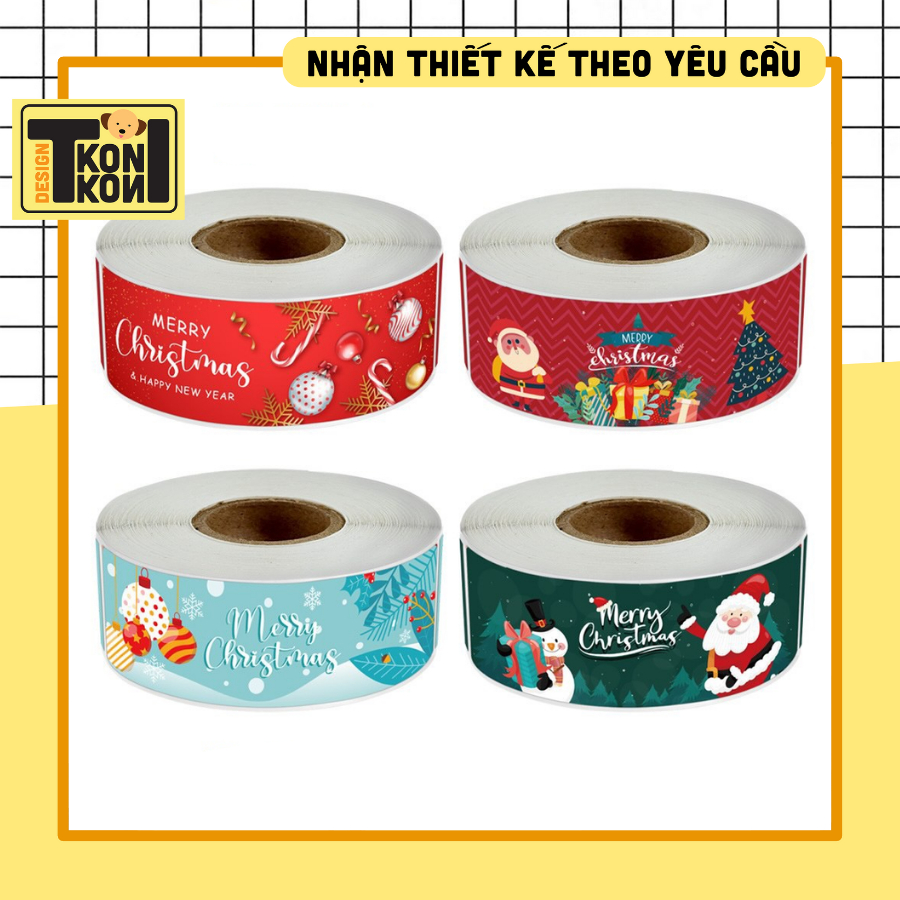 (SẴN) Cuộn 120 Tem Noel, Miếng Decal Dán Giáng Sinh Merry Christmas ...