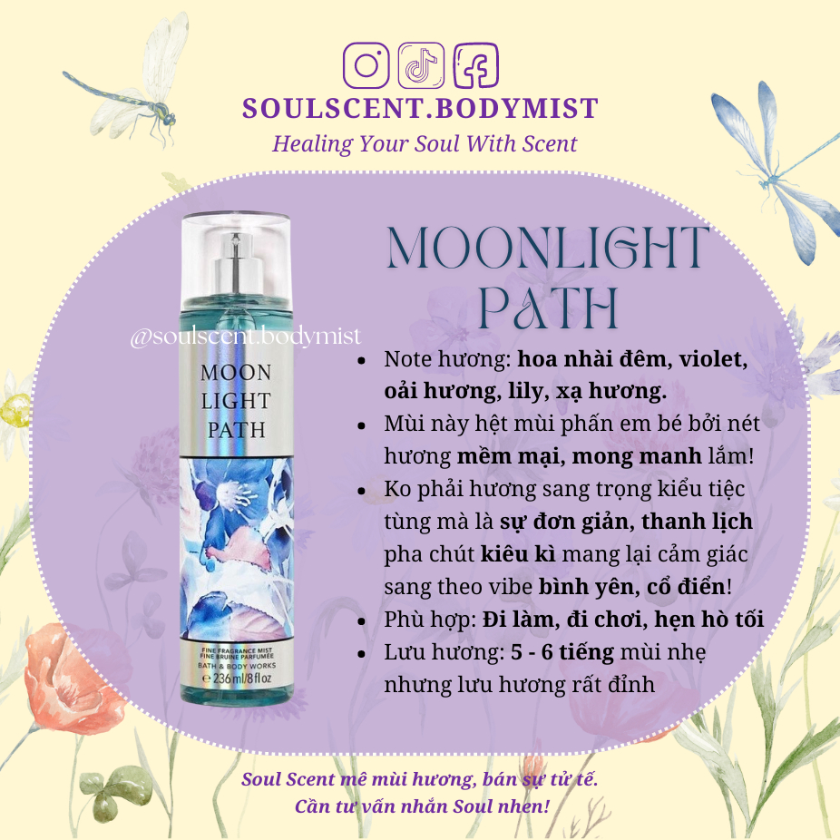 Moonlight Path Body mist xịt thơm toàn thân Bath & Body Works mùi phấn ...