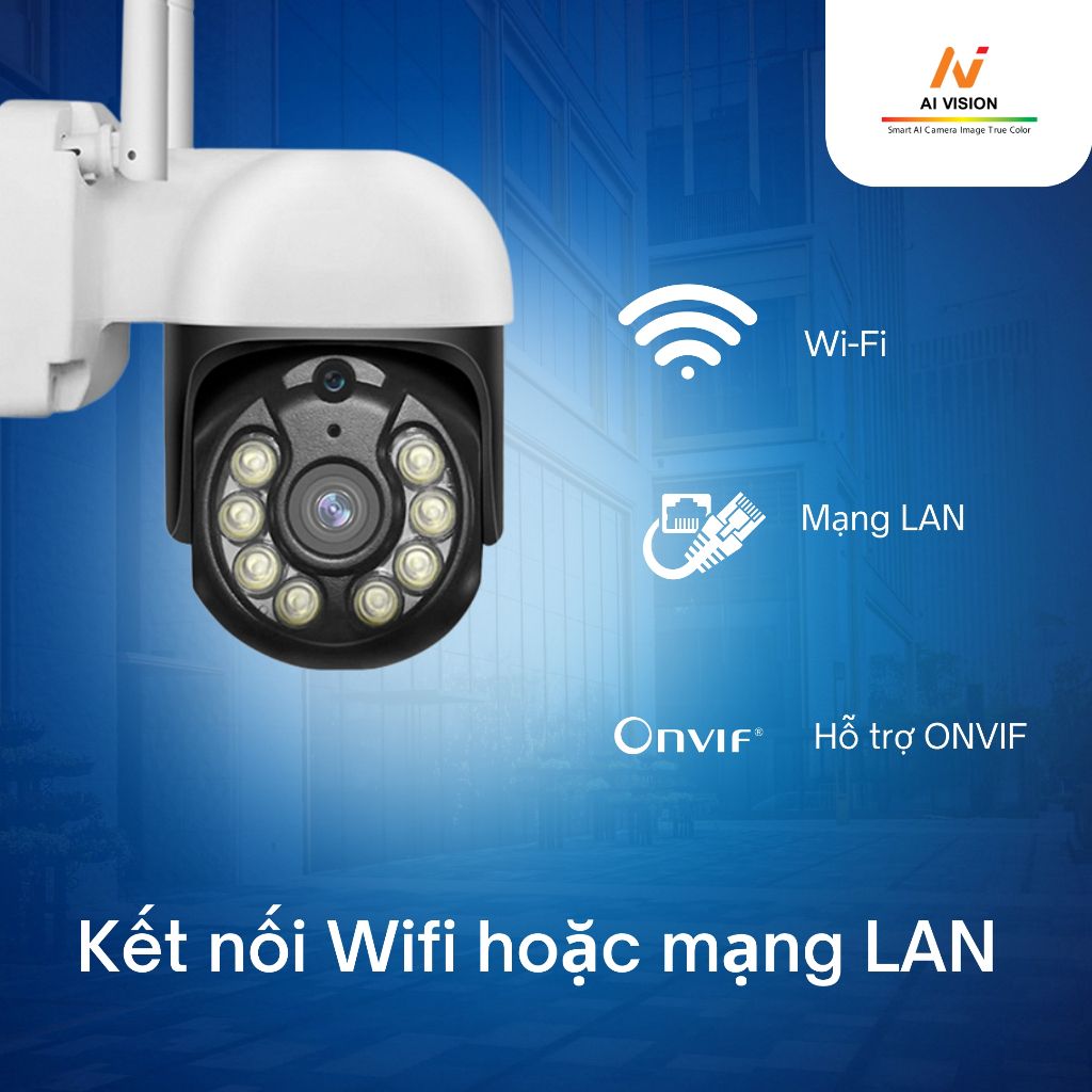 Camera xoay Wi-Fi ngoài trời xoay 360 độ AI VISION F32PD - 3.0MP-Có 6 ...