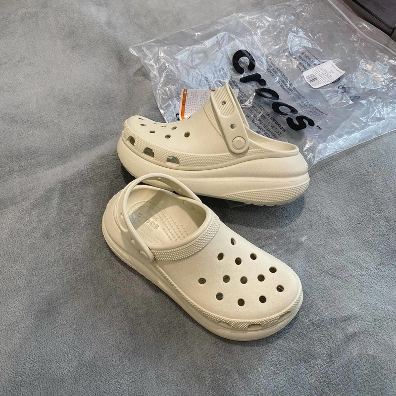 [ CHÍNH HÃNG ] GIÀY CLOG CROCS CLASSIC CRUSH SLIDES CREAM - BONE ...