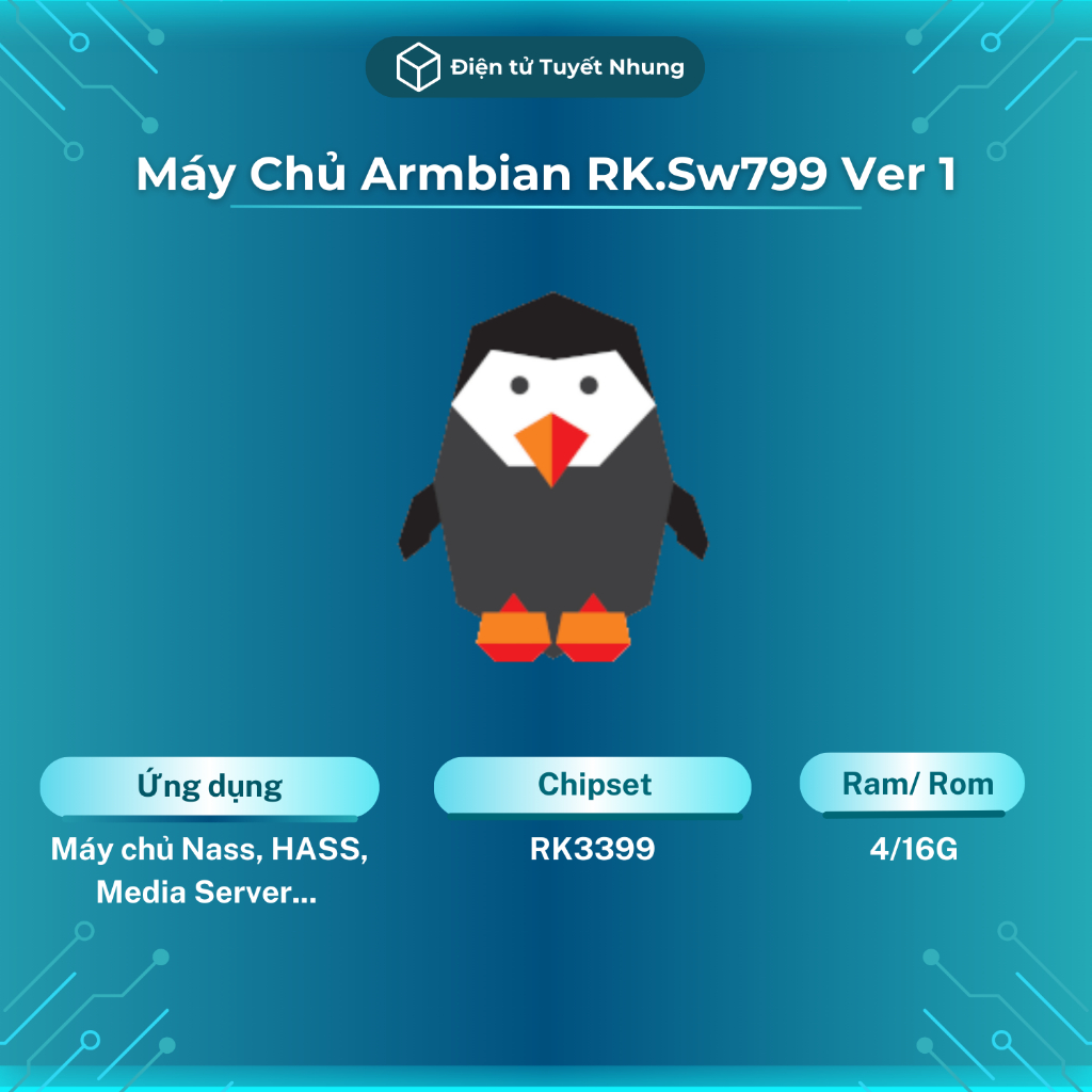 Máy Chủ Armbian RK.Sw799, Ram 4G, 16G - 128G eMMC, Lan 1G, Chip RK3399 ...