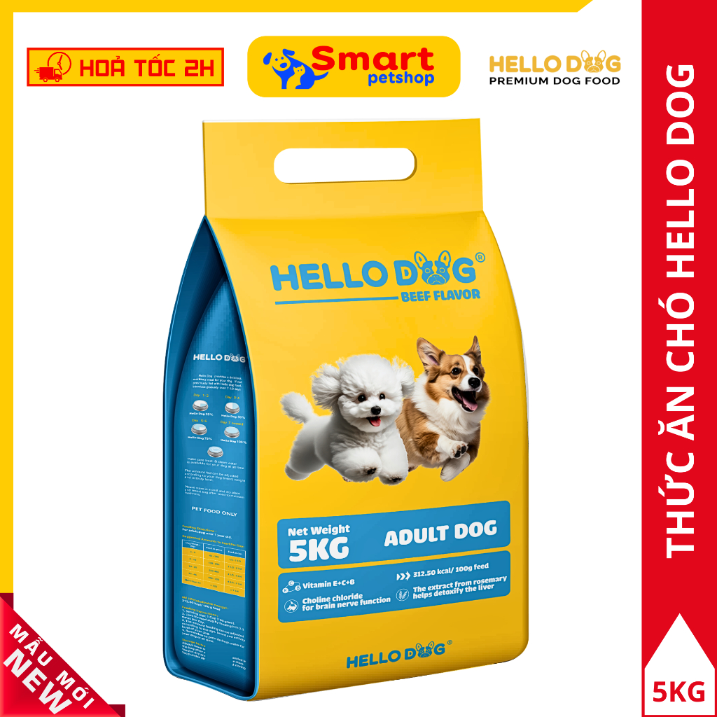 Thức Ăn Cho Chó Hello Dog Vị Bò Nướng 5Kg | Shopee Việt Nam