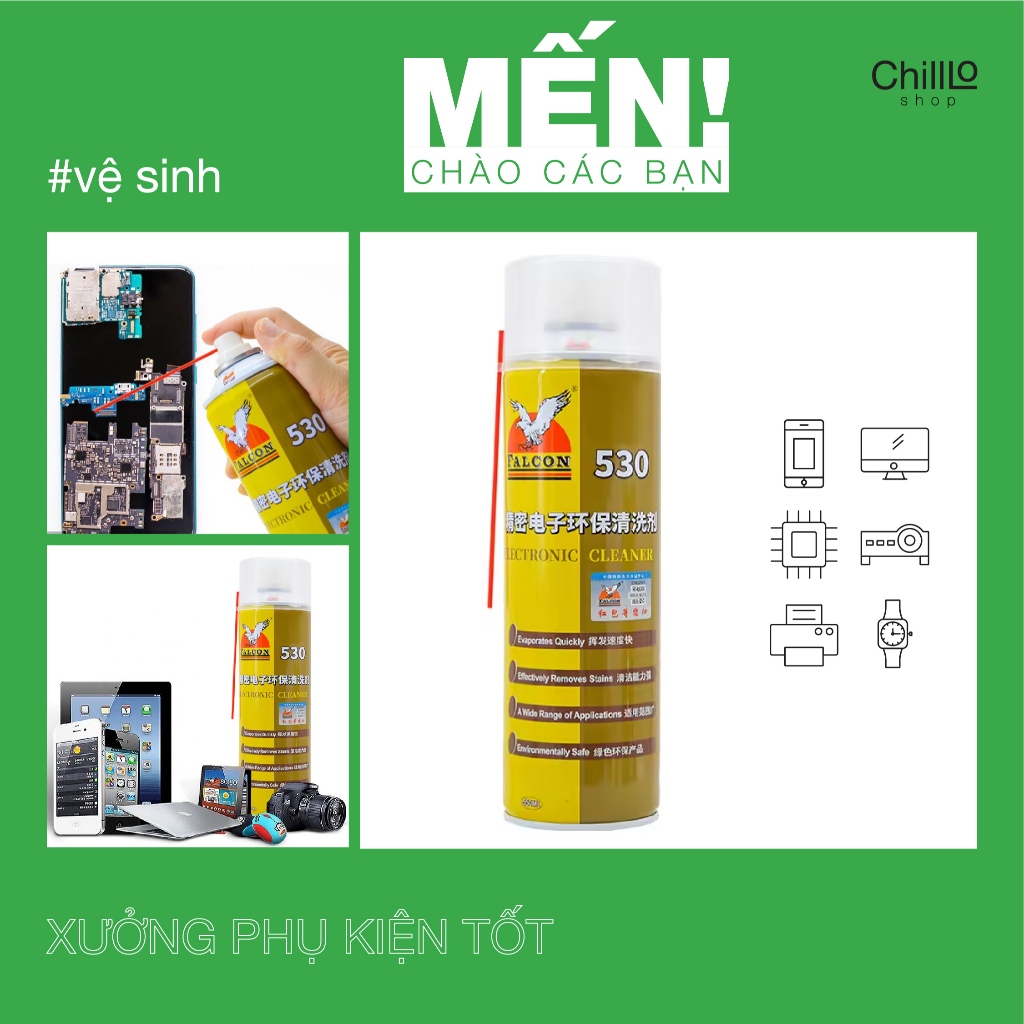 Chai Falcon 530 Electronic Cleaner 550ml Vệ Sinh Màn Hình Linh Kiện ...