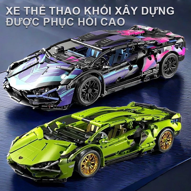 Mô hình lắp ráp siêu xe Lamboni 1280 pcs tỉ lệ 1:14 đồ chơi ô tô điều ...