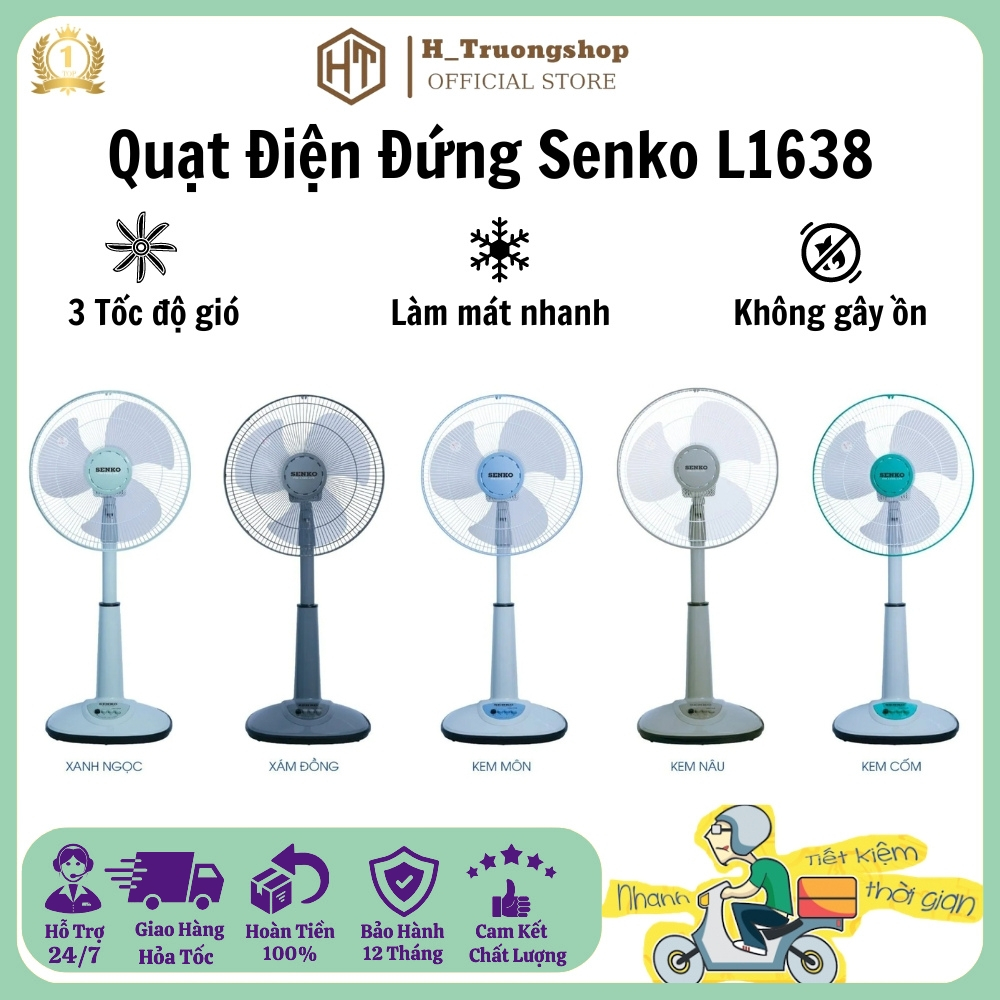 Quạt điện đứng Senko L1638 chính hãng Quạt điện cây lửng lỡ 3 mức tốc ...