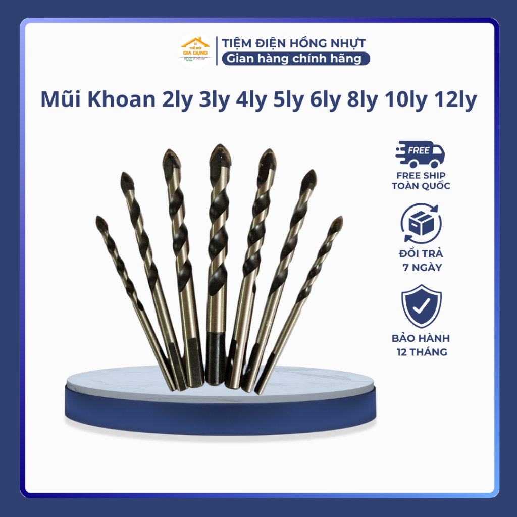 Mũi Khoan 2ly 3ly 4ly 5ly 6ly 8ly 10ly 12ly Gỗ ,Bê Tông ,Đa Năng, Sắt ...