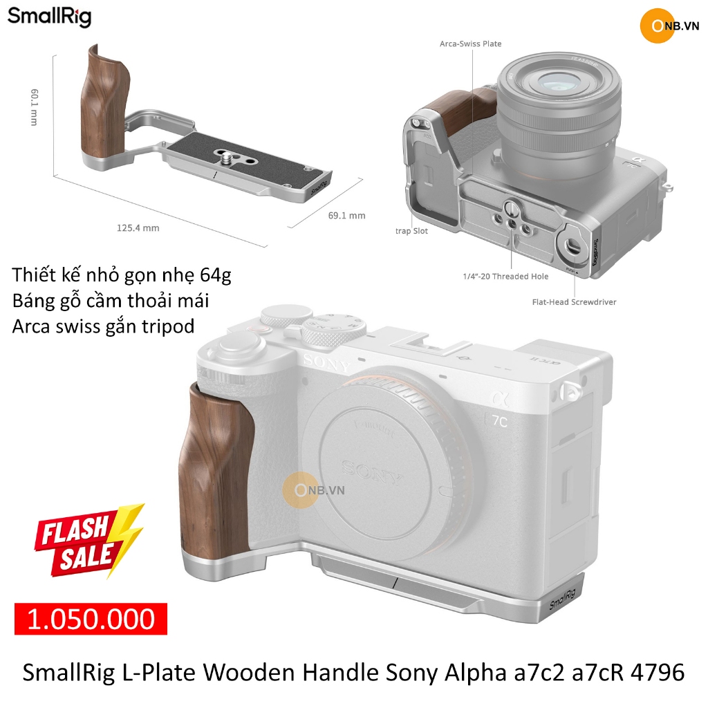 SmallRig L-Plate Wooden Handle Sony Alpha a7c2 a7cR 4796 | Shopee Việt Nam