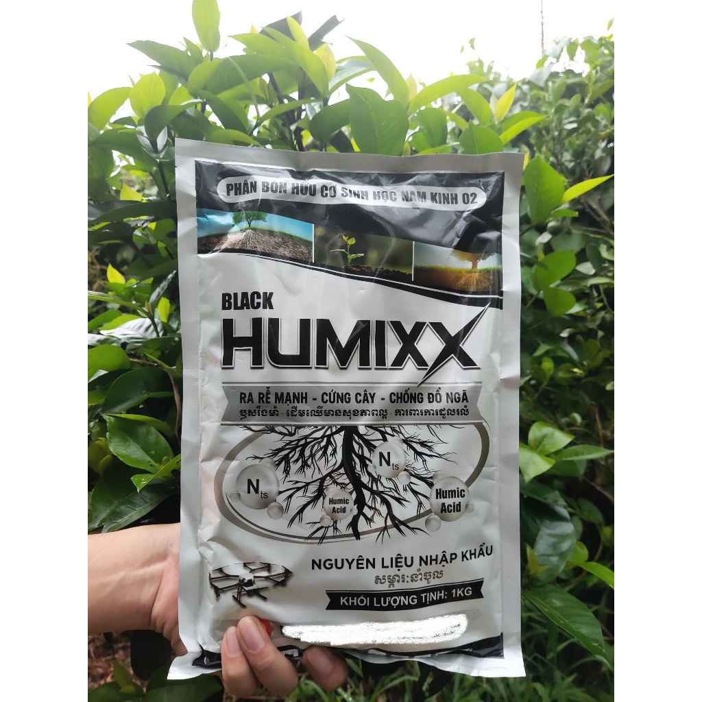 Phân bón humic ra rễ cứng cây chống đỗ ngã. BLACK HUMIXX túi 1Kg ...