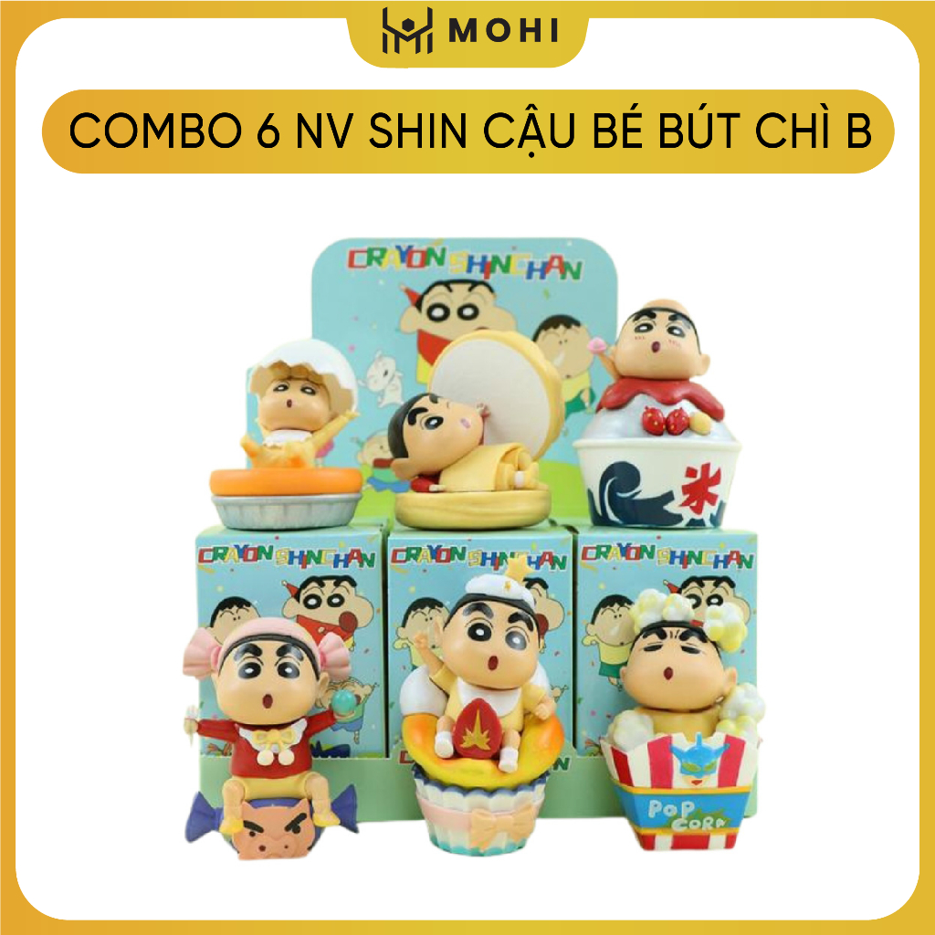 Mô Hình Bộ 6 nhân vật shin bút chì Bản B - Cao 7 - 9.5cm - Nặng 300gram ...