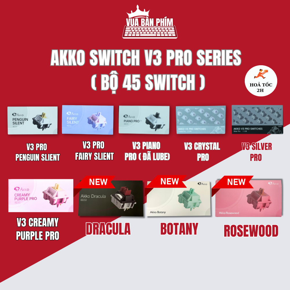 Bộ switch Akko CS 45 switch V3 Pro Cream Yellow / Cream Blue / Piano ...