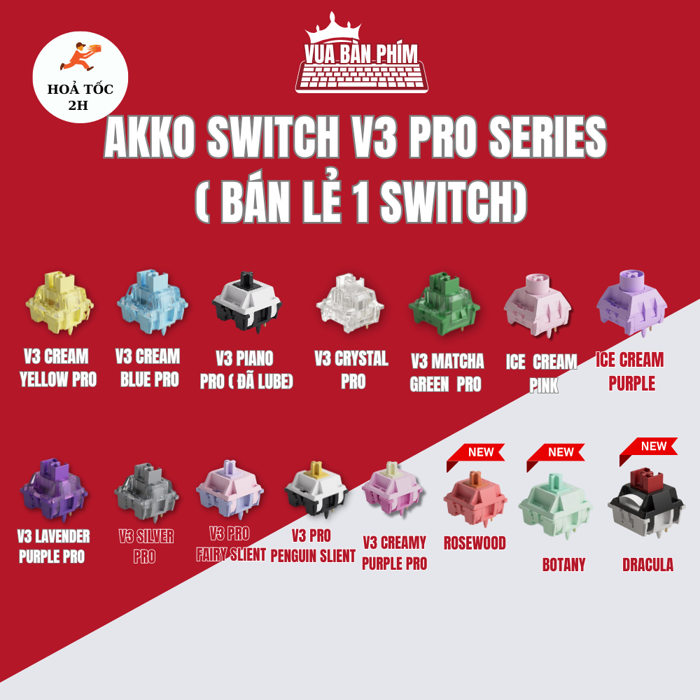 Lẻ switch Akko CS Lube V3 Cream Yellow / Cream Blue / Piano / Fairy ...