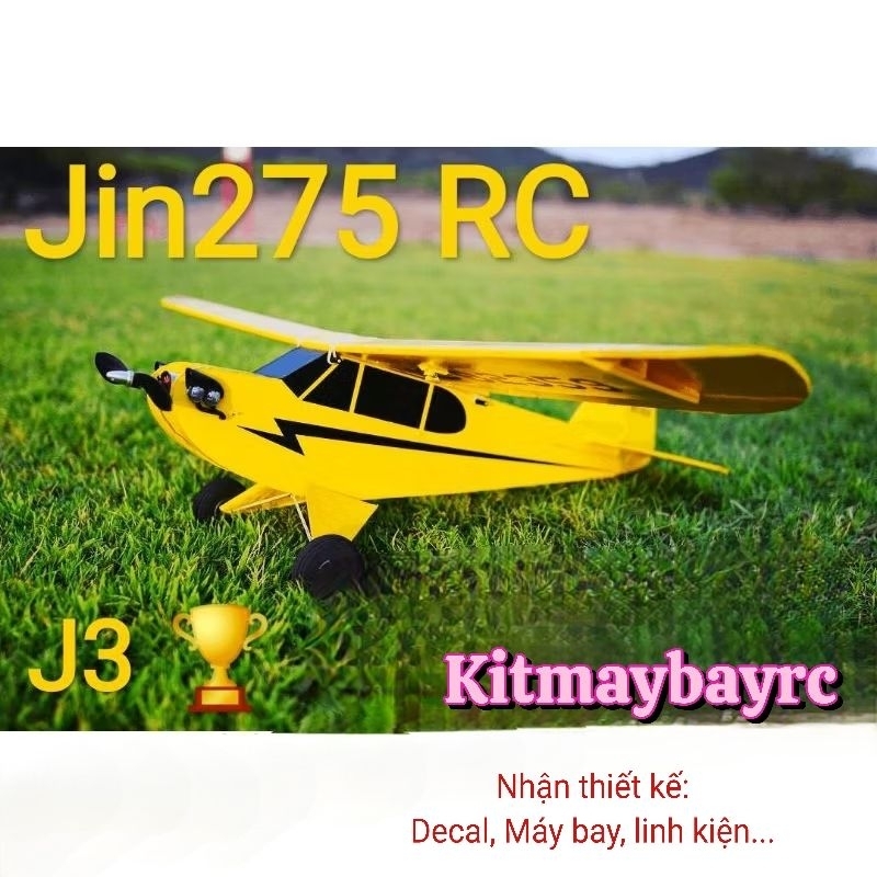 Bộ vỏ kit máy bay Piper J3 CUB sải 1m20cm , 1m60cm (tặng đế gỗ,đế lỗ ...