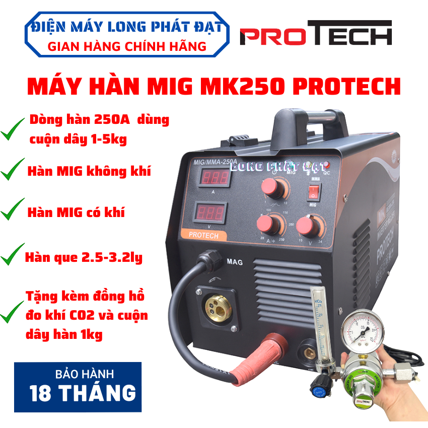 Máy hàn MIG Protech MK250 MIG/MAG hàn đa năng sử dụng cuộn dây 5kg dòng hàn 250A | Shopee Việt Nam