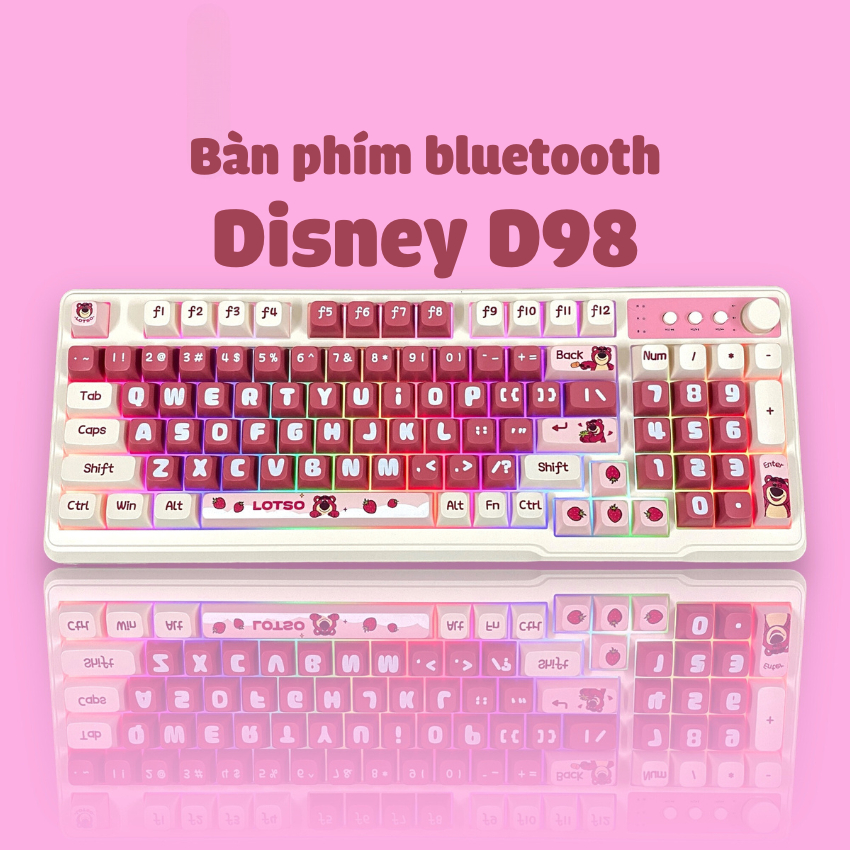 Bàn phím không dây giả cơ Disney D98 Gấu dâu Lotso. Bàn phím Bluetooth ...