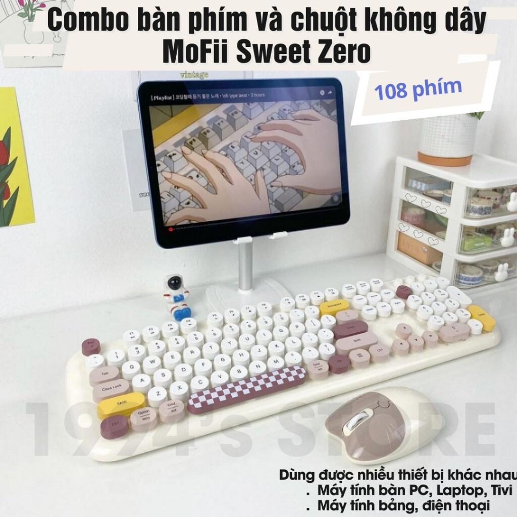 Bàn phím giả cơ và chuột không dây MOFII SWEET ZERO - Dùng cho PC ...