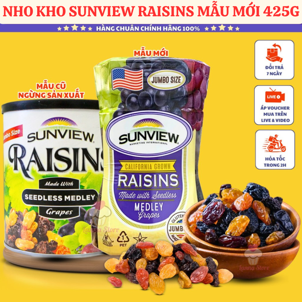 Nho khô Sunview Raisin hộp 425gram Mỹ hàng chuẩn loại ngon | Shopee ...