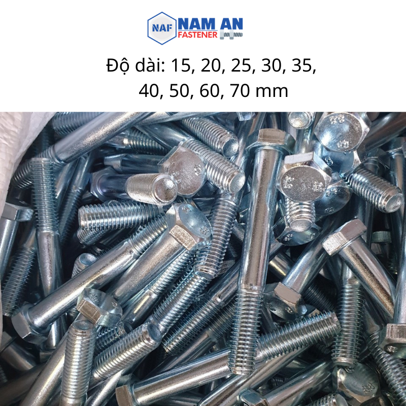 Bulong M8 cấp bền 8.8, bu lông lục giác M8, chiều dài 15, 20, 25, 30 ...