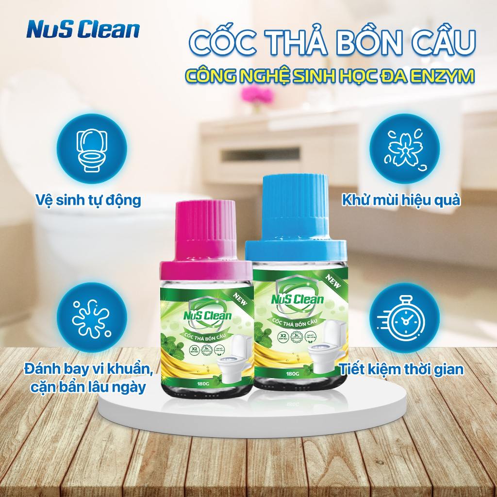 Cốc Tẩy Vệ Sinh Bồn Cầu Sinh Học NuS Clean/ Đánh Bay Vi Khuẩn/ Chống Ố ...