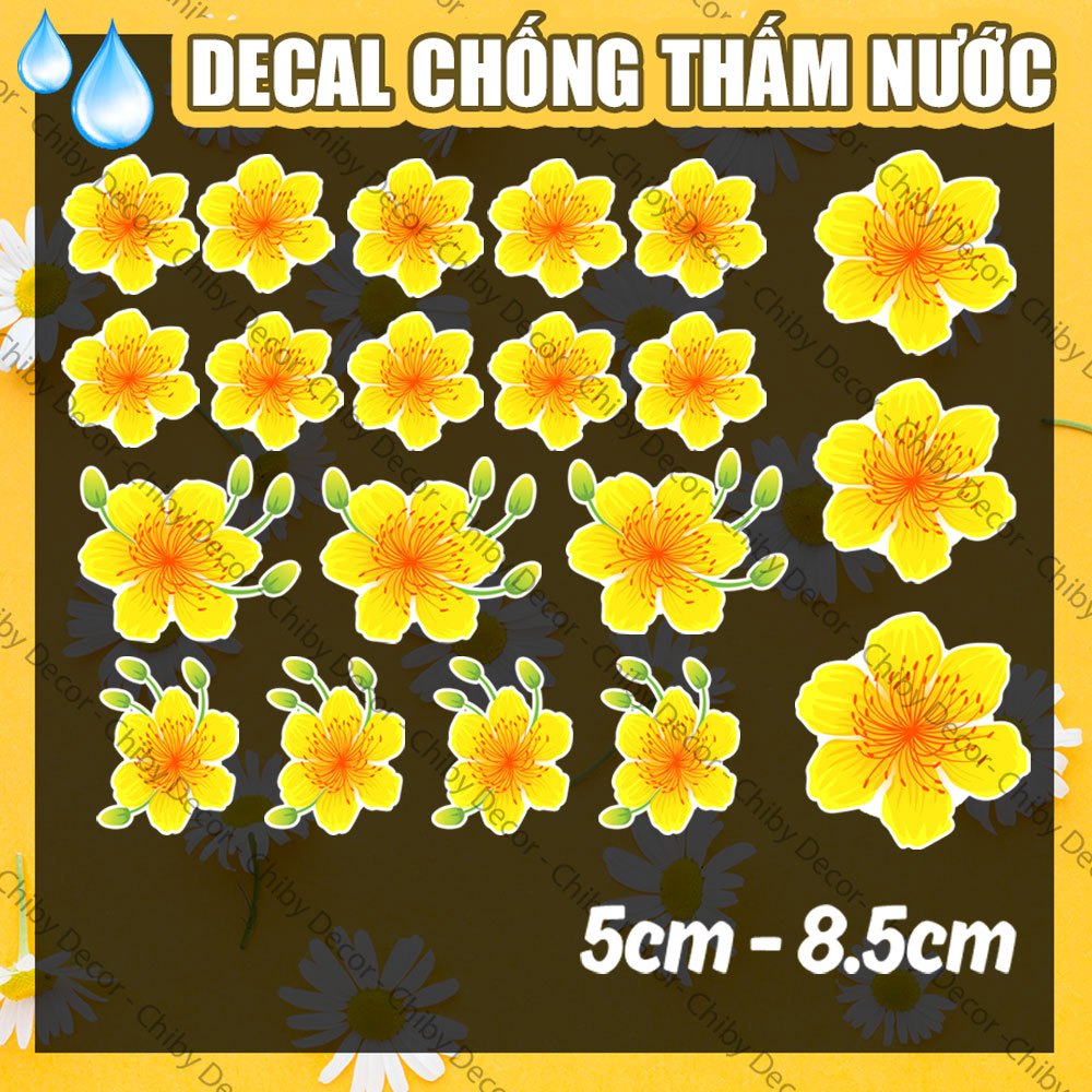 Tem Tết Decal Dán Tết Hình Hoa Mai Vàng, Hoa Đào Nhiều Size Từ 5cm Đến ...