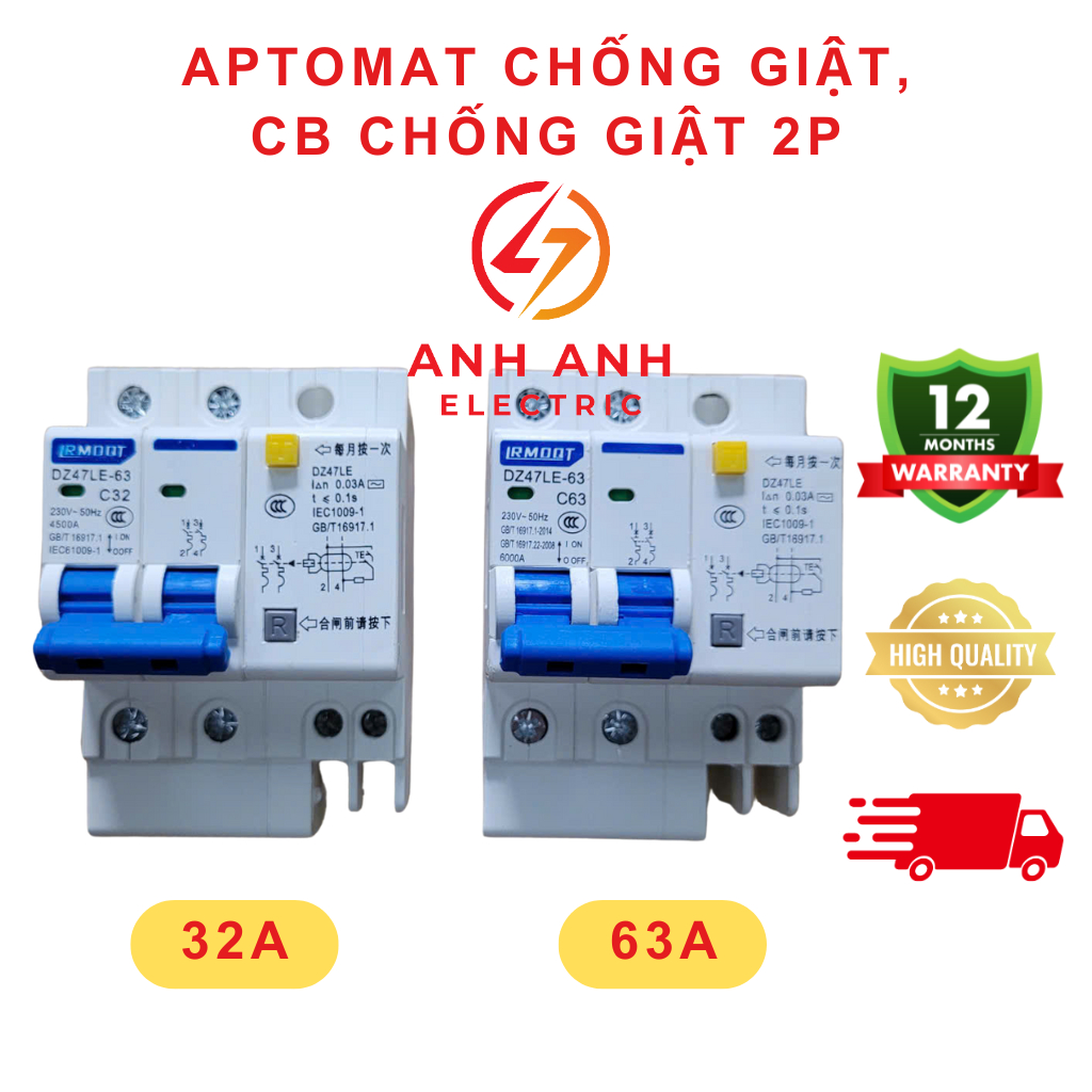 Aptomat chống giật, atomat chống giật 2P 20A, 32A, 40A, 63A | Shopee ...